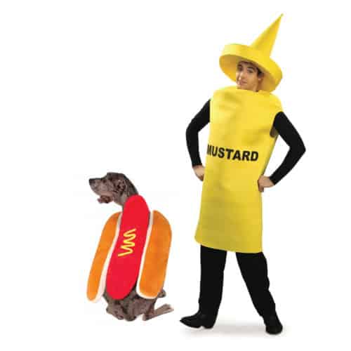 Hot Dog + Ketchup + Mustard Human & Dog Costume Combo - Pet Costume Center